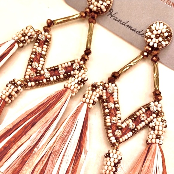 Deepa Gurnani | Jewelry | Nwt Deepa Gurnani Beaded Raffia Chandeliers ...